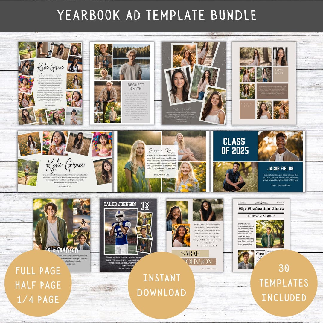 Senior Yearbook Ad Template: Photo Collage Tribute (digital Download ...