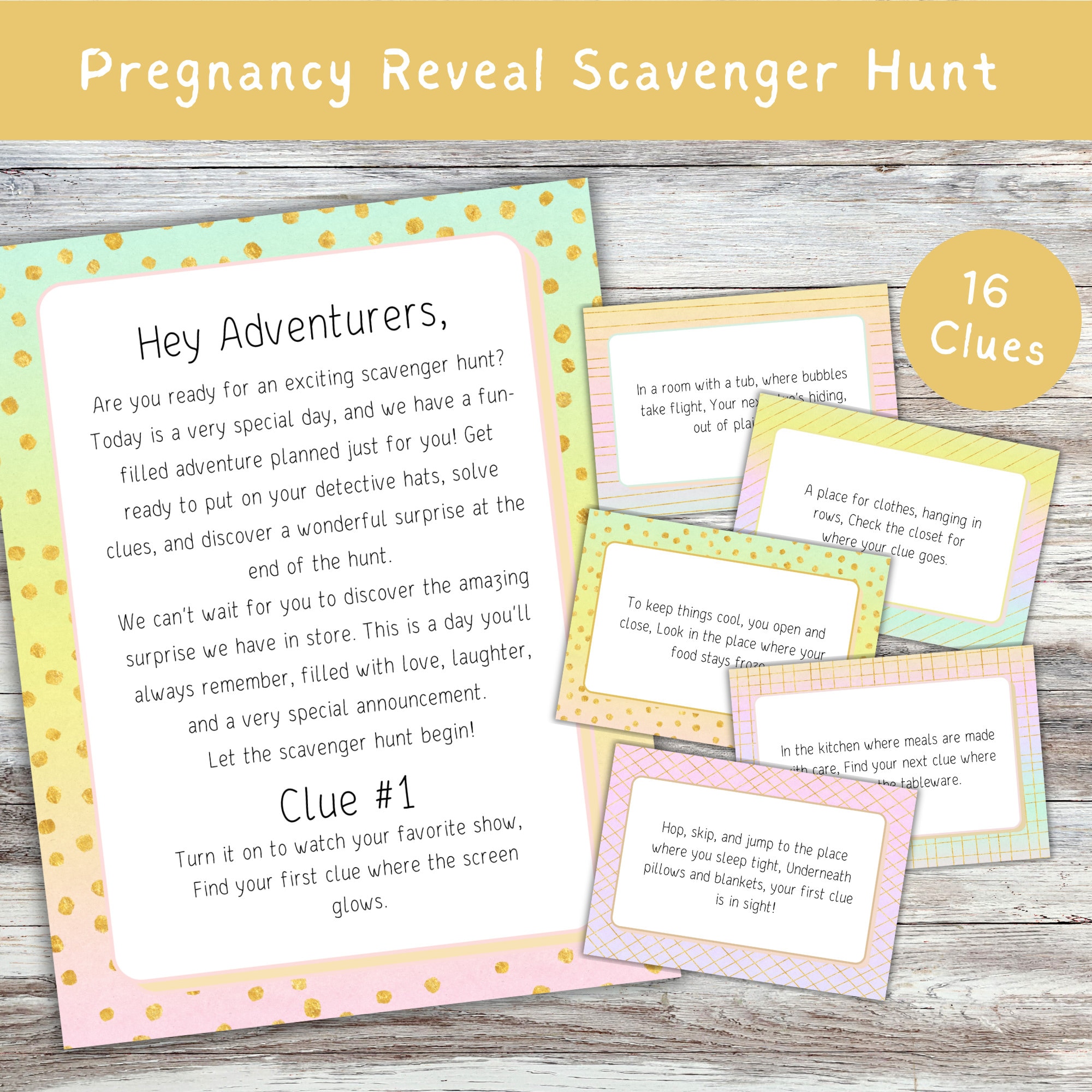 Pregnancy Reveal Scavenger Hunt for Siblings, Pregnancy Treasure Hunt ...