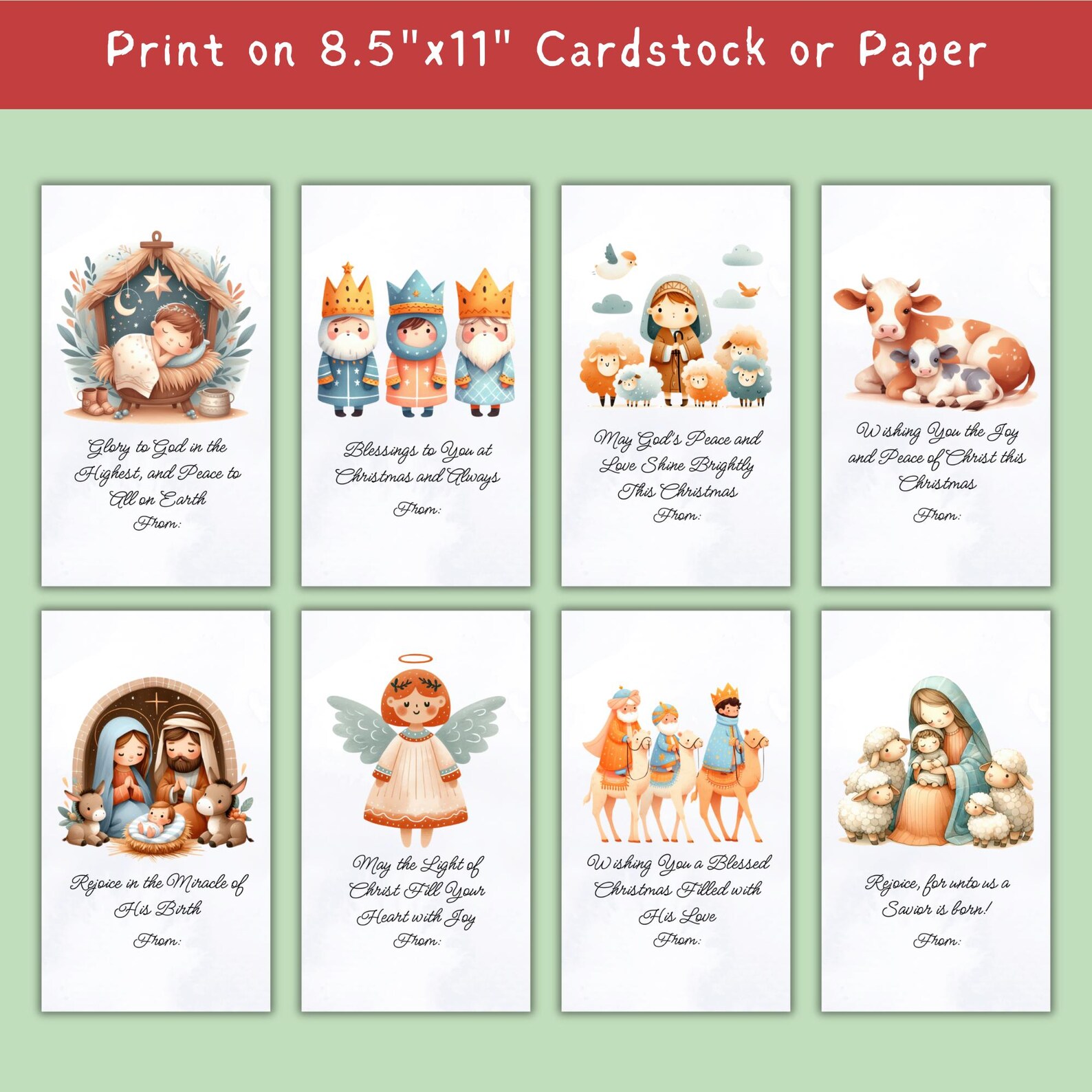 Christian Printable Christmas Gift Tags Religious, Nativity Holiday ...