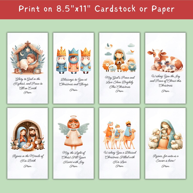 Christian Printable Christmas Gift Tags Religious, Nativity Holiday ...