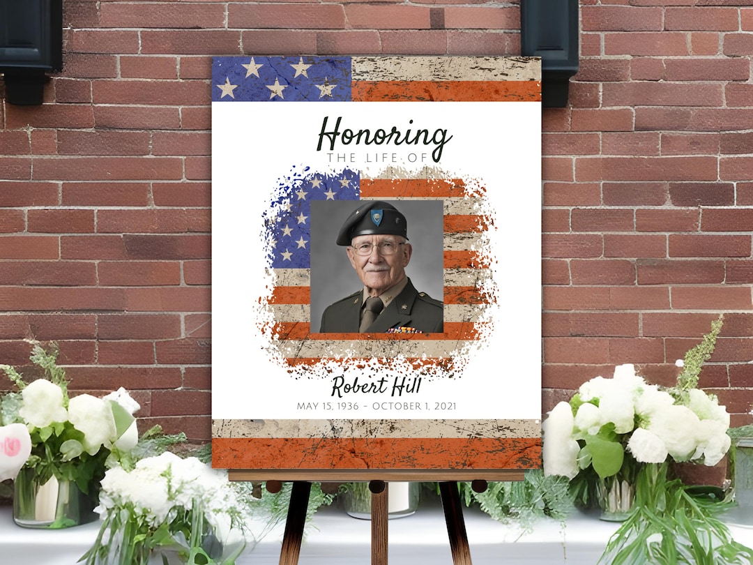 Veteran Funeral Welcome Sign: American Flag Memorial (digital Download ...