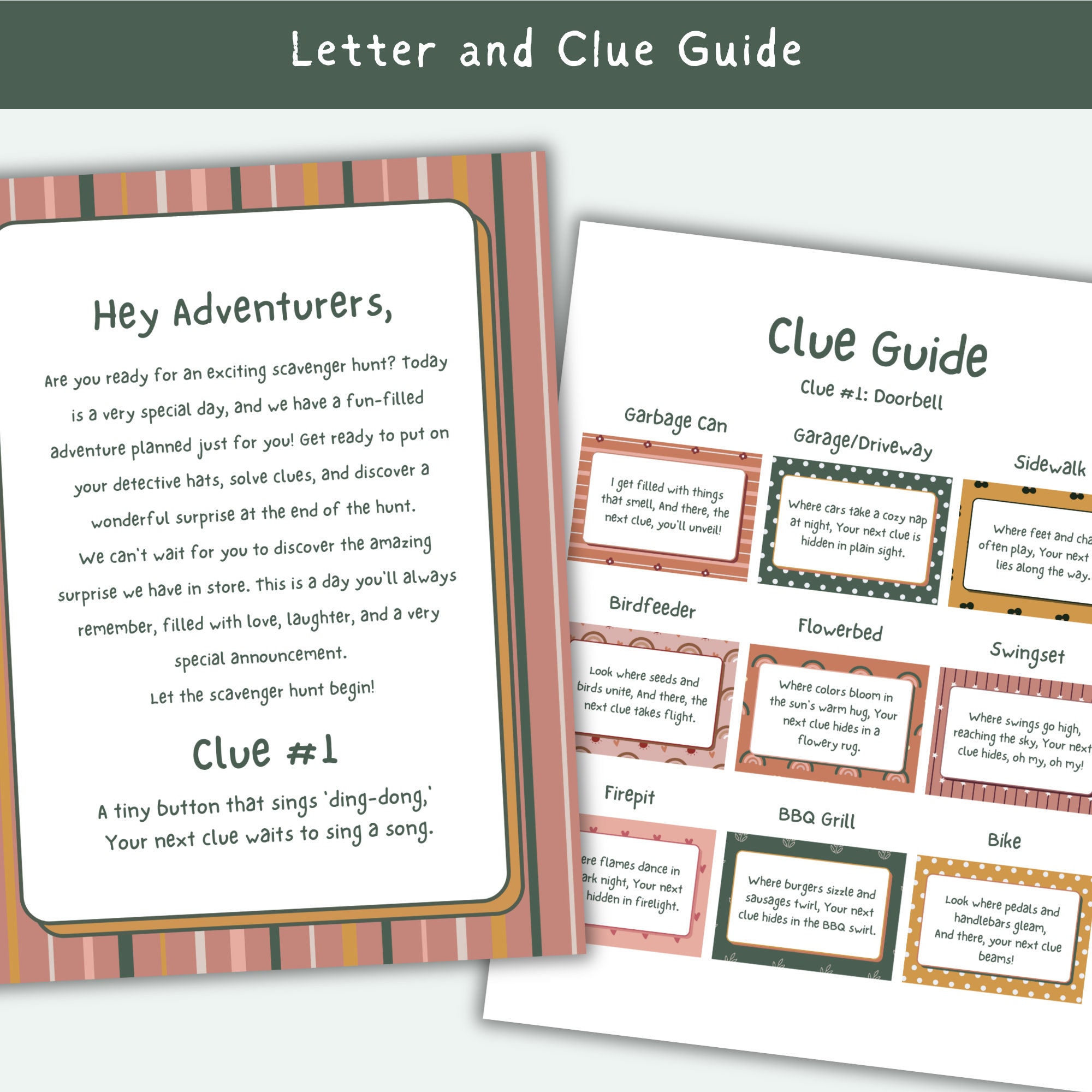 Pregnancy Reveal Scavenger Hunt for Siblings: Printable Clue Cards (PDF ...