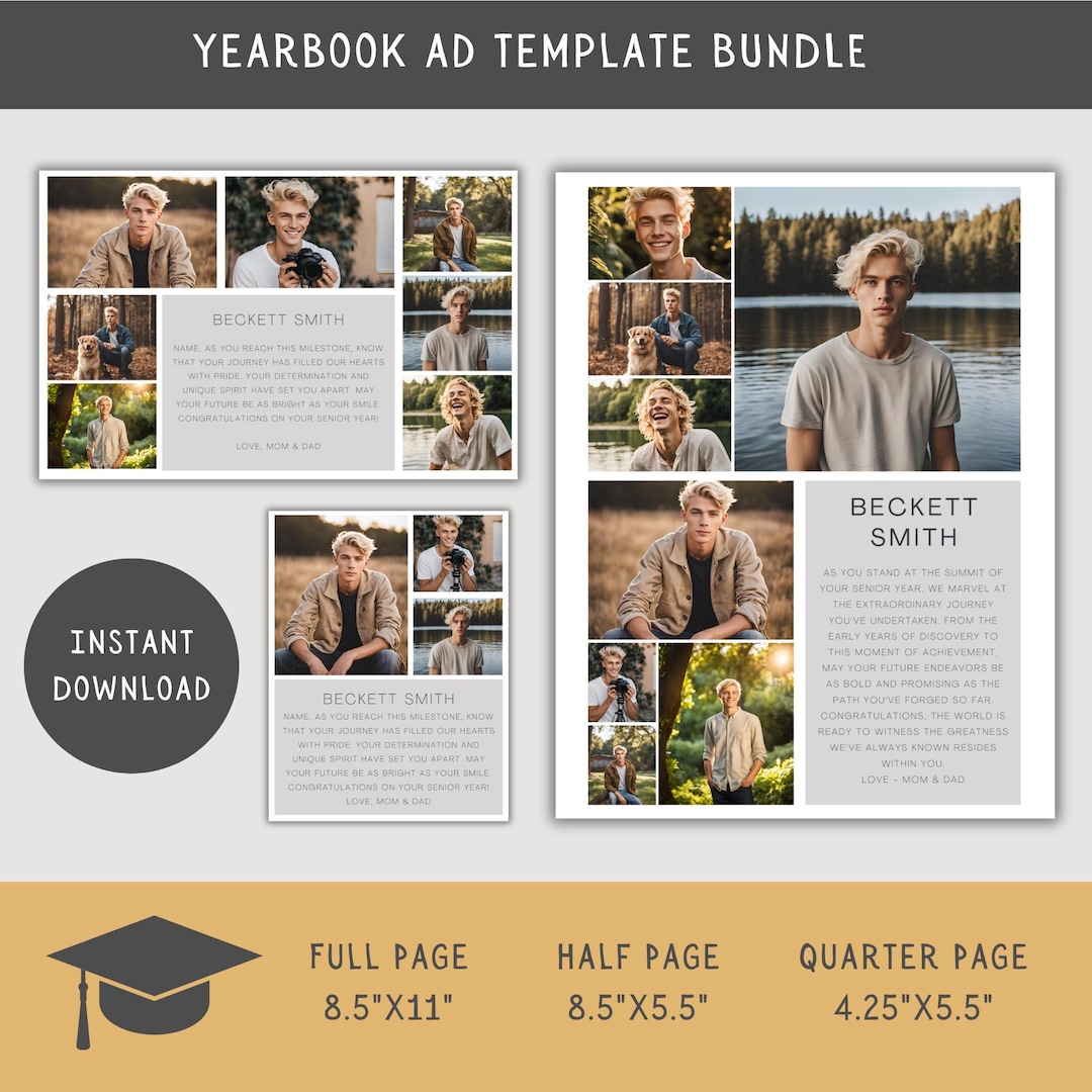 High School Senior Yearbook Ad Template, Full Page Yearbook Ad Layout ...