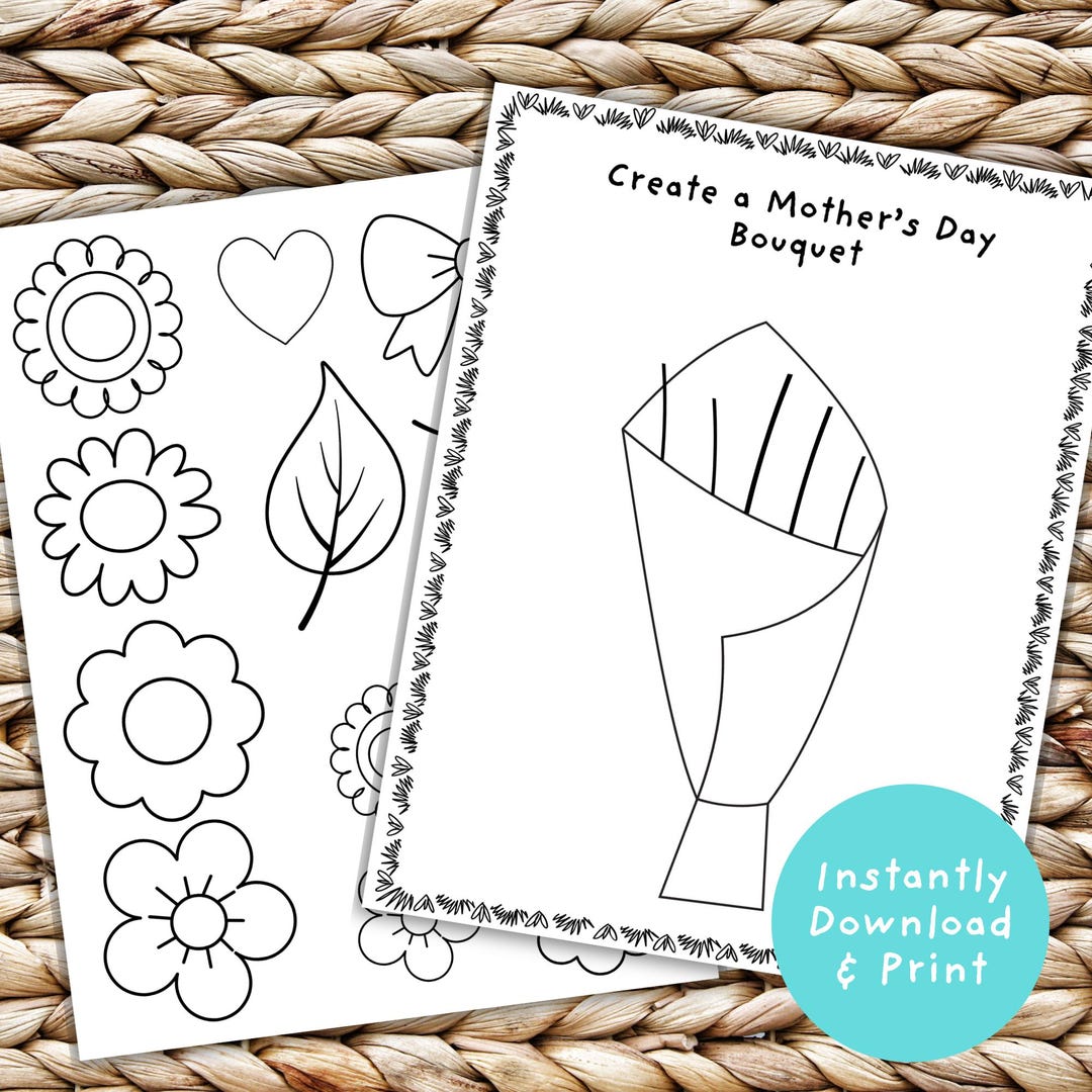 Printable Mother's Day Coloring Craft for Kids, Mothers Day Activity ...