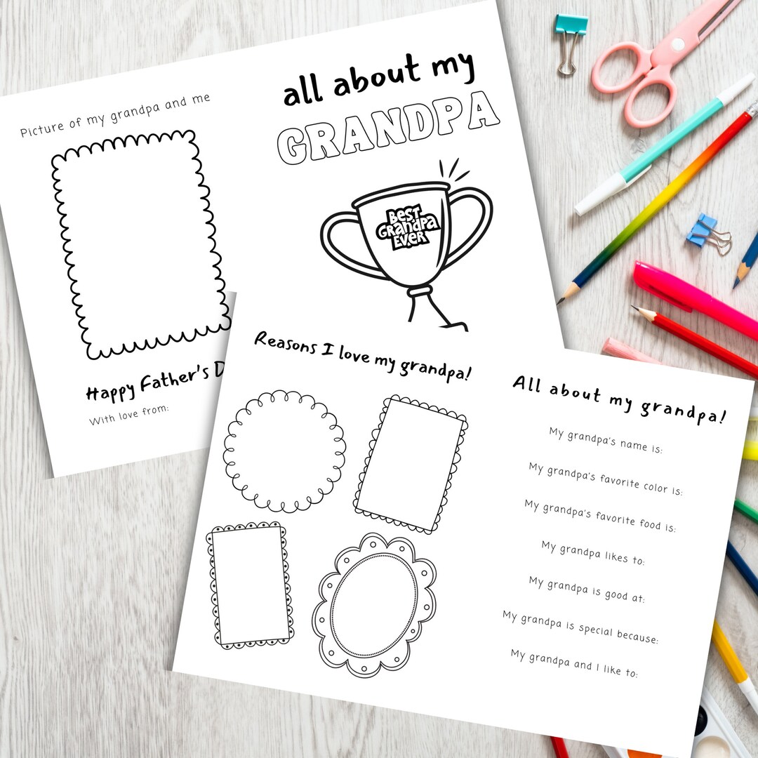 All About Grandpa Printable Book for Fathers Day Gift Idea Activity ...