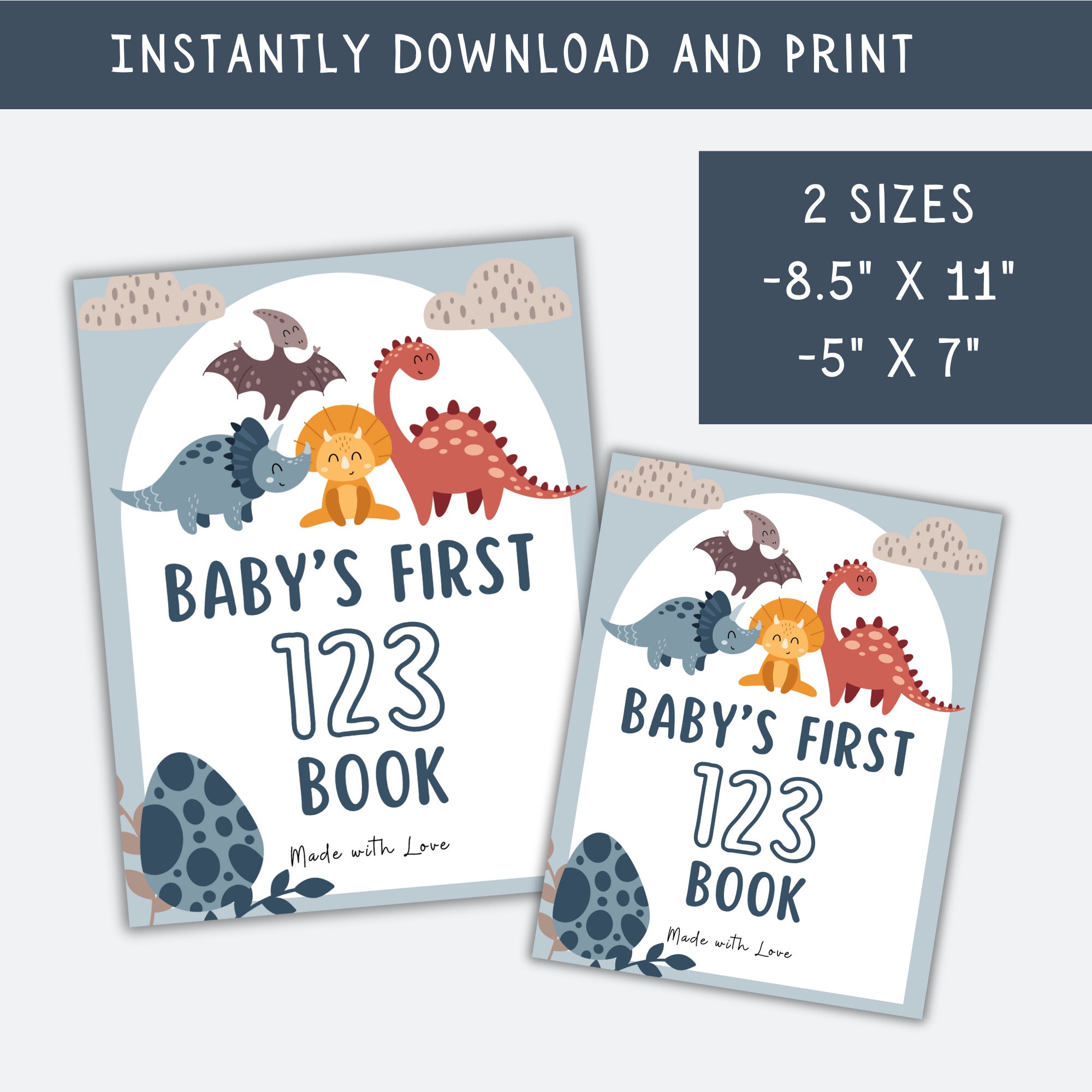 123 Coloring Book Dino Baby Shower Game, Number Coloring Pages for ...