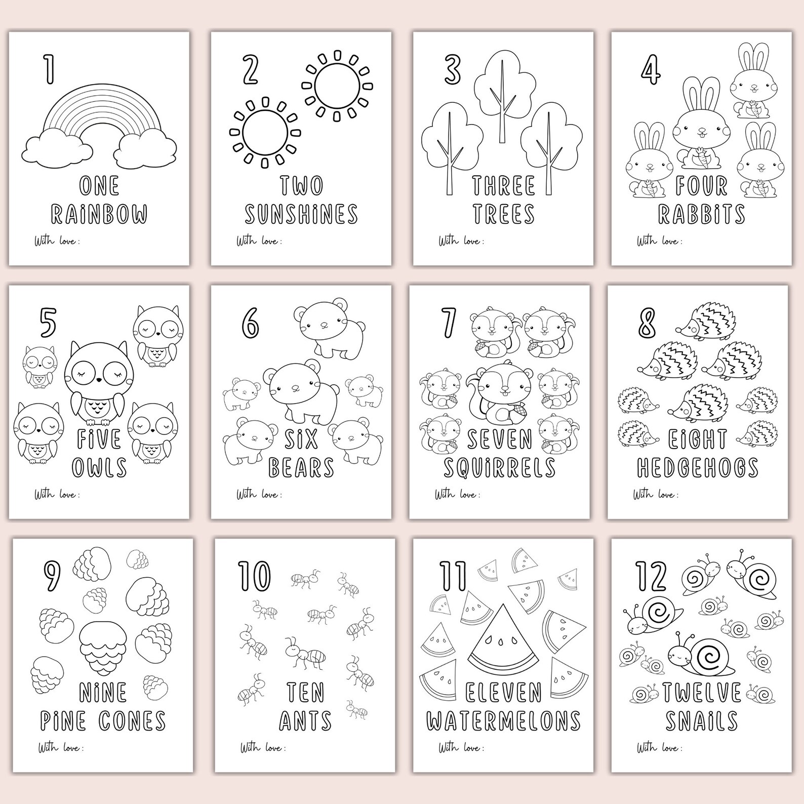 ABC 123 Coloring Book Baby Shower Game, Alphabet Coloring Pages for ...