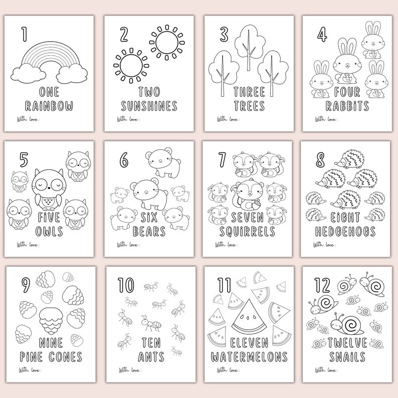 ABC 123 Coloring Book Baby Shower Game, Alphabet Coloring Pages for ...