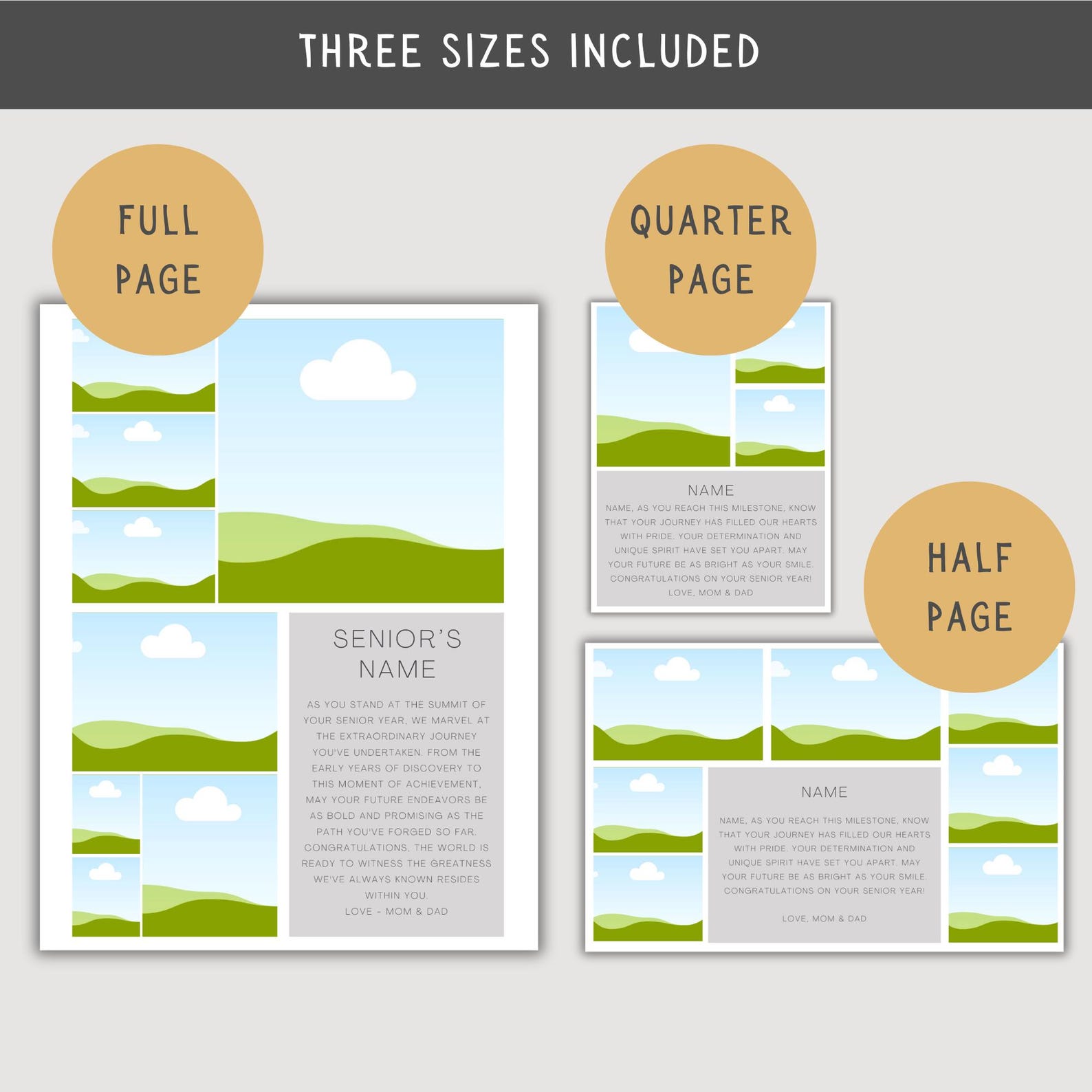 High School Senior Yearbook Ad Template, Full Page Yearbook Ad Layout ...
