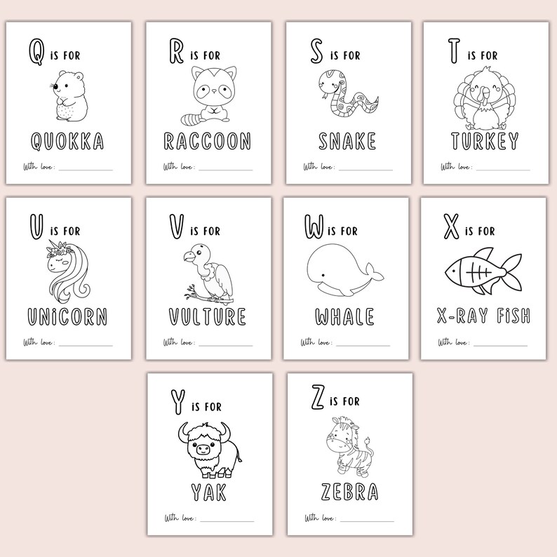 ABC 123 Coloring Book Baby Shower Game, Alphabet Coloring Pages for ...