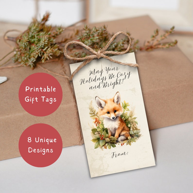 Holiday Winter Woodland Animals Christmas Gift Tags, Printable ...