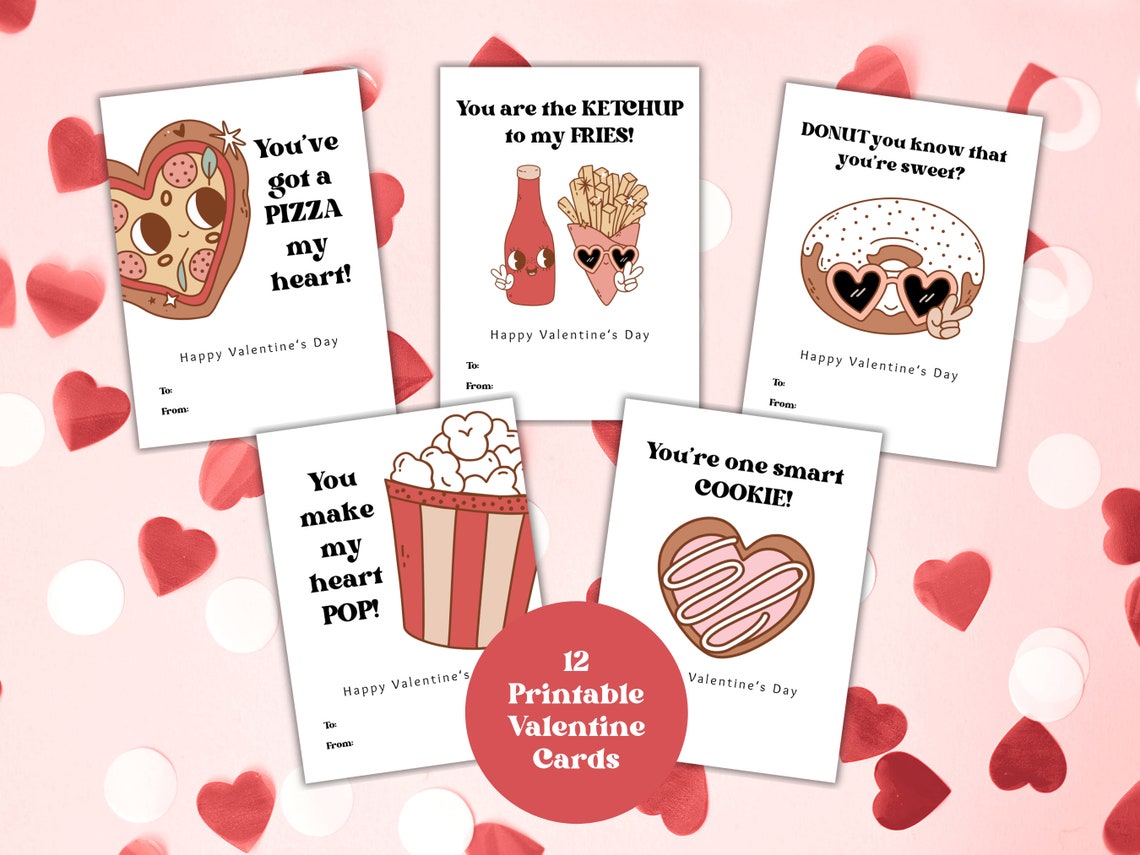Printable Retro Pun Valentine's Day Cards, Small Printable Valentines ...