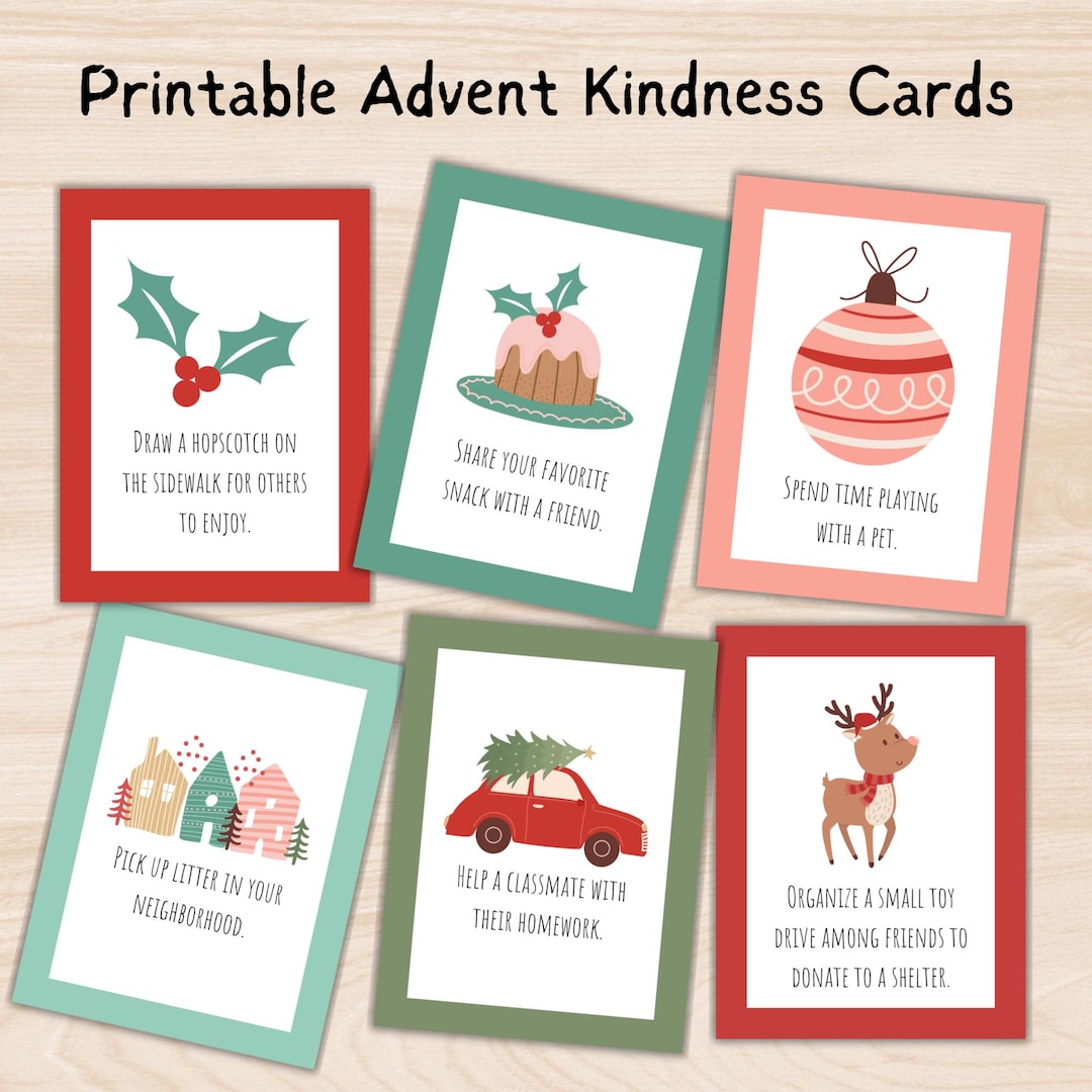 Printable Advent Calendar Kindness for Kids, Editable Acts of Kindness ...