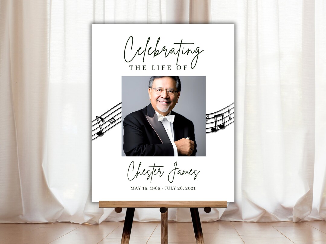 Editable Music Note Funeral Welcome Sign, Large Funeral Poster Musical ...