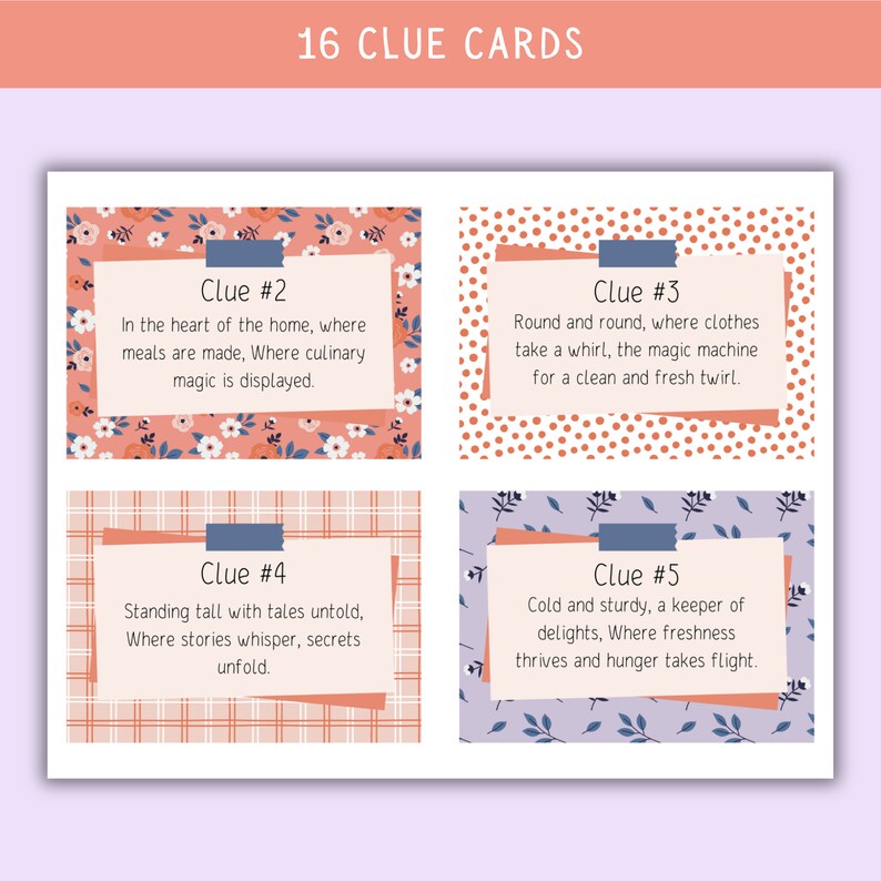 Mother's Day Treasure Hunt Clue Cards, Mother's Day Scavenger Hunt ...