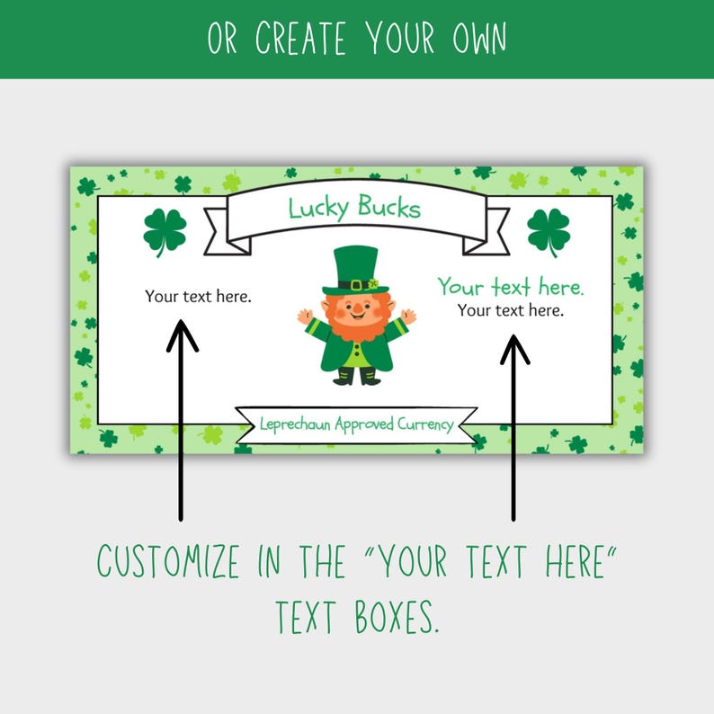 St. Patrick's Day Lucky Bucks Printable, Customizable St. Paddy's Day ...