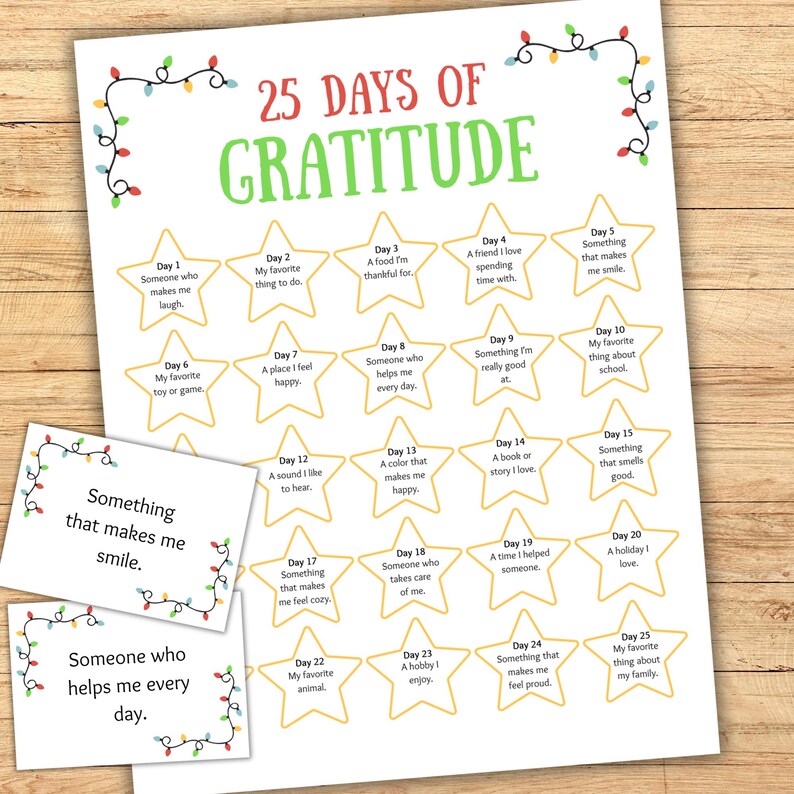 Printable Advent Calendar for Kids, Gratitude Challenge, Conversation ...