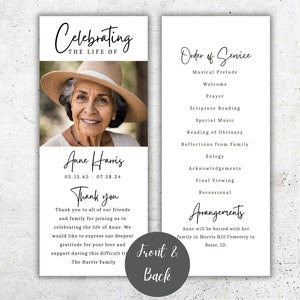 Minimal Funeral Program Template, Double Sided Funeral Program Template ...