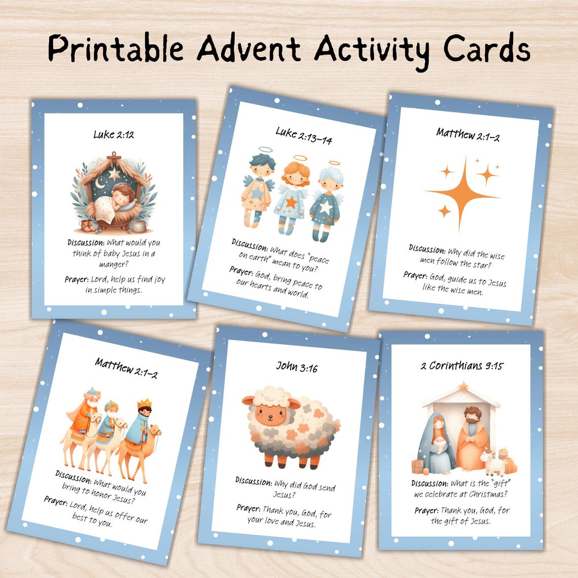 Advent Scripture Cards for Kids, Christmas Story Printable Nativity ...