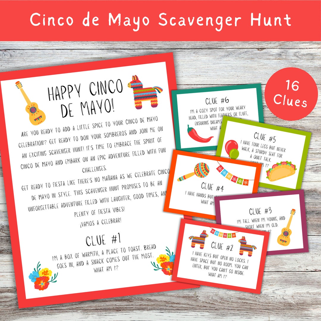 Cinco De Mayo Scavenger Hunt for Teens, Mexican Fiesta Indoor Treasure ...