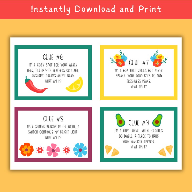 Cinco De Mayo Scavenger Hunt for Teens, Mexican Fiesta Indoor Treasure ...