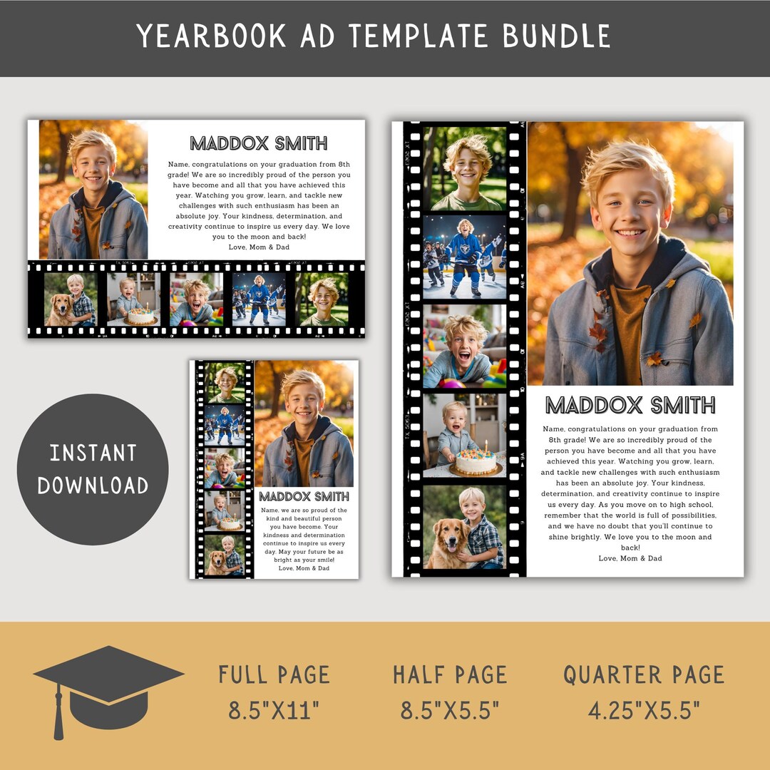 Elementary School Yearbook Ad Template, Full Page Yearbook Ad Layout ...