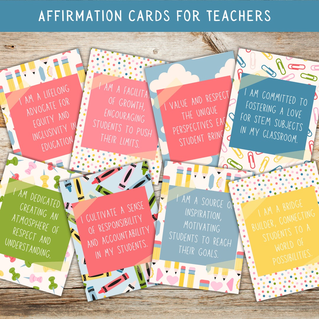 Printable Teacher Affirmation Cards, Last Minute Teacher Appreciation ...