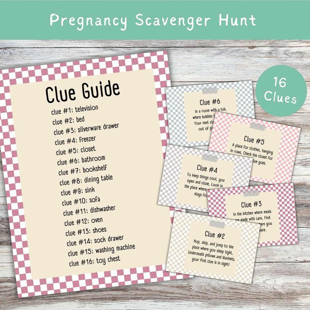 Pregnancy Reveal Scavenger Hunt for Siblings, Pregnancy Treasure Hunt ...