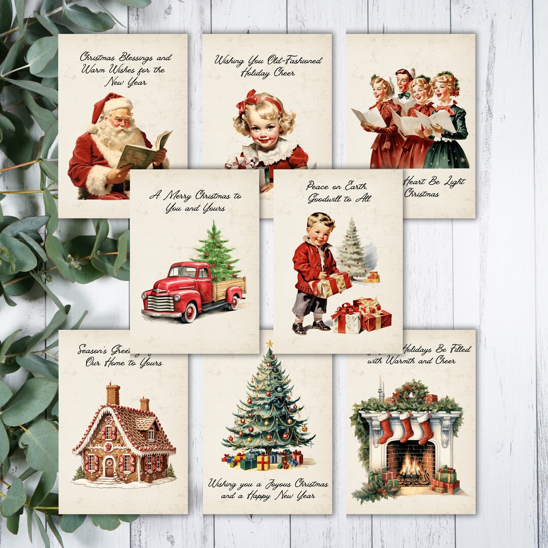 Printable Vintage Christmas Cards, Vintage Holiday Greeting Cards ...