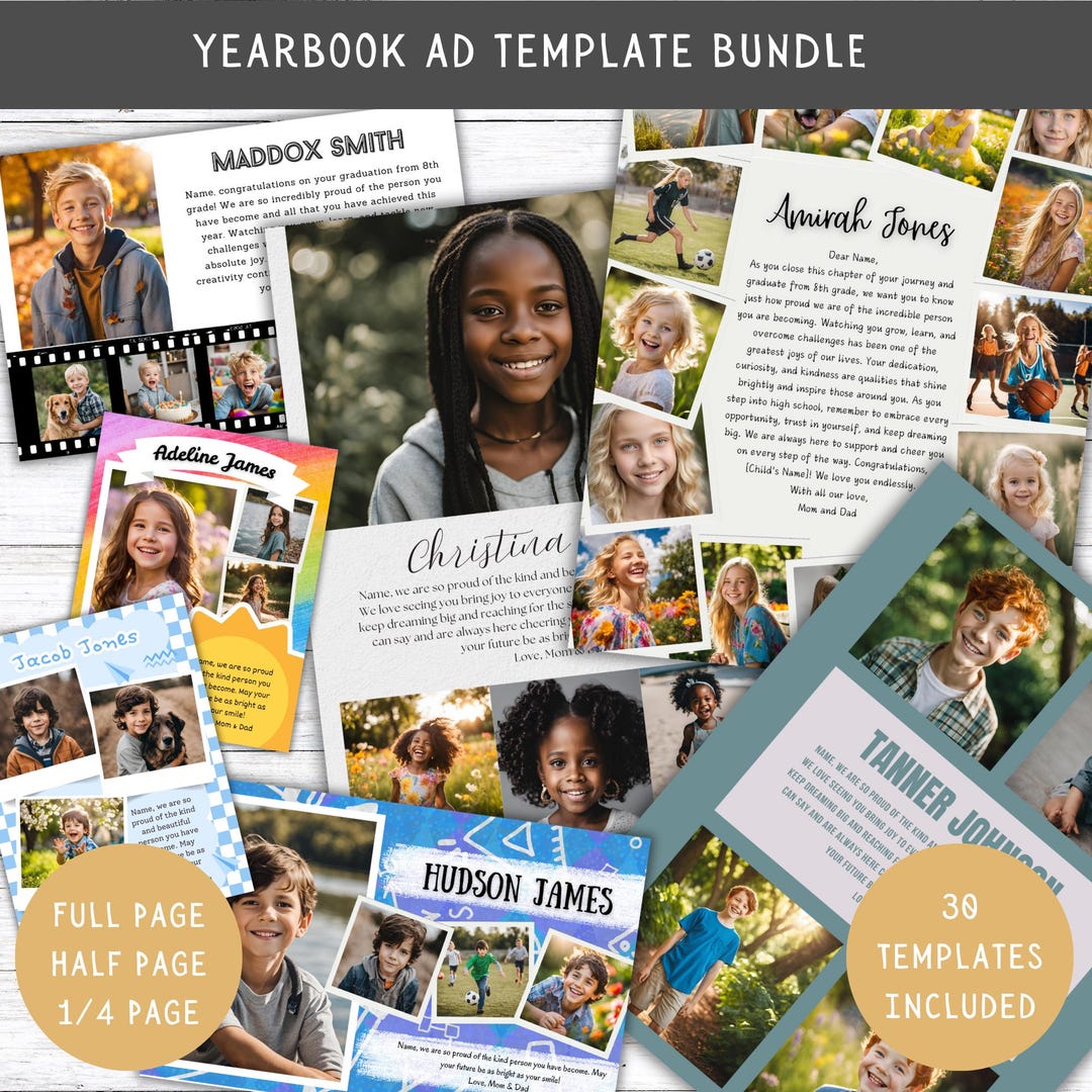 Elementary School Yearbook Ad Template, Full Page Yearbook Ad Layout ...