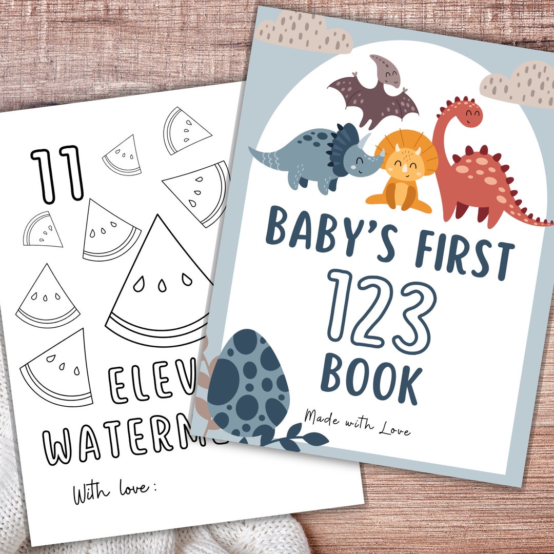 123 Coloring Book Dino Baby Shower Game, Number Coloring Pages for ...