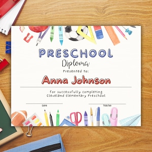 Editable Preschool Graduation Diploma Canva, Printable Graduation ...