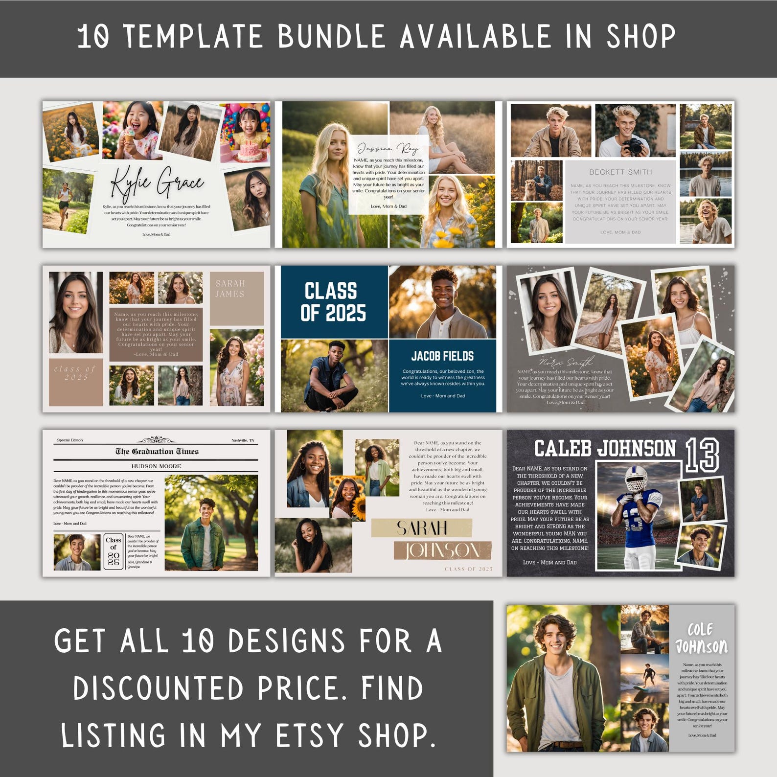 Editable Half Page Yearbook Ad Layout, High School Senior Yearbook Ad ...