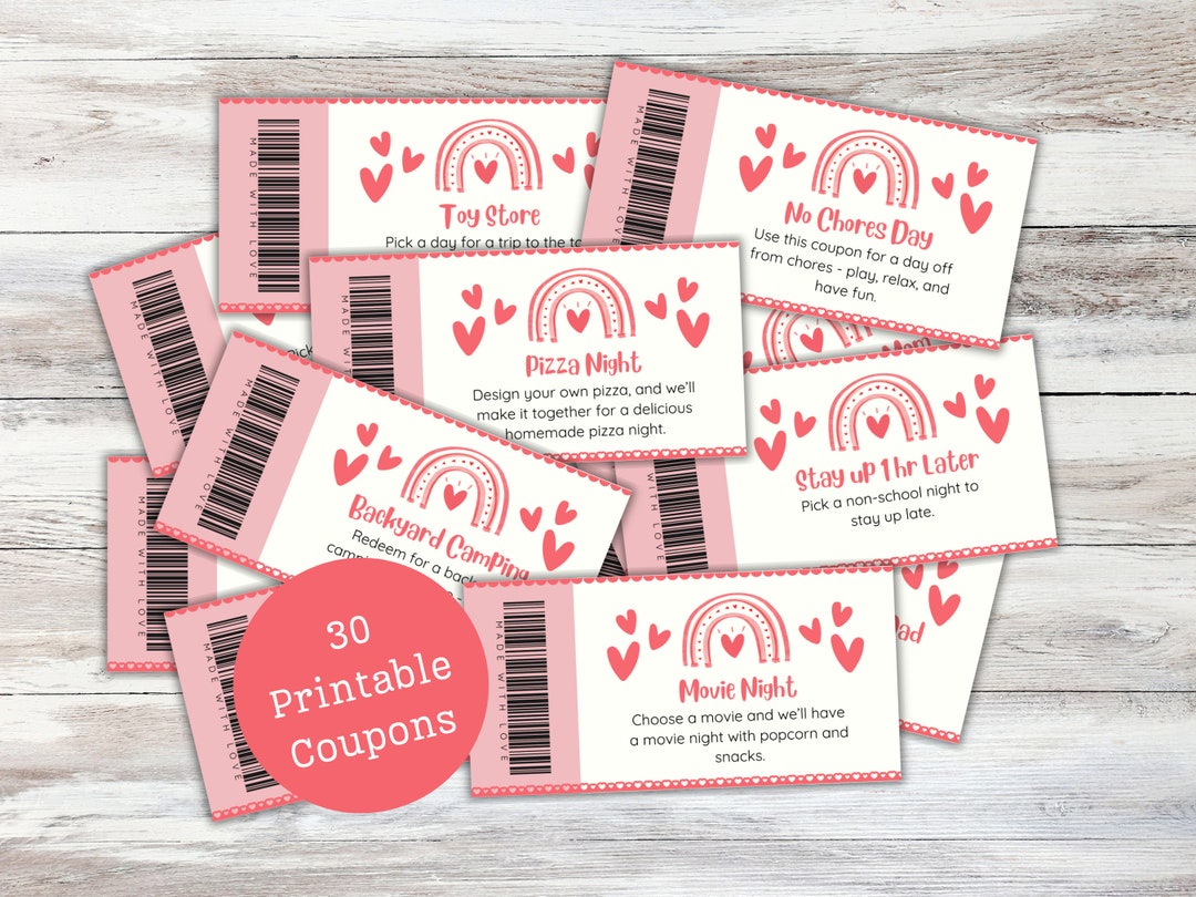 Coupon Book for Kids, Printable Reward Coupons for Kids, Birthday ...