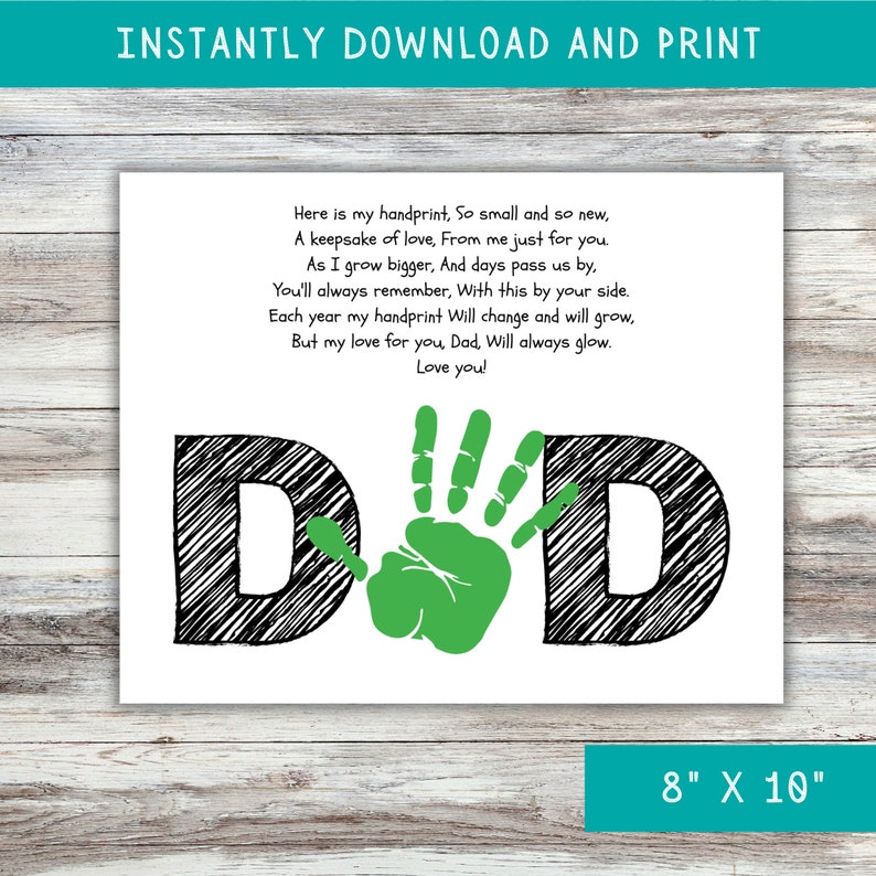 Finger Paint Art Fathers Day Printable, DIY Fingerprint Kids Art ...