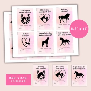 Printable Horse Valentines Day Cards for Kids, Horse Themed School ...