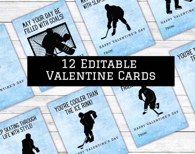 Hockey Theme Valentine's Day Cards - Printable - Downloadable PDF ...