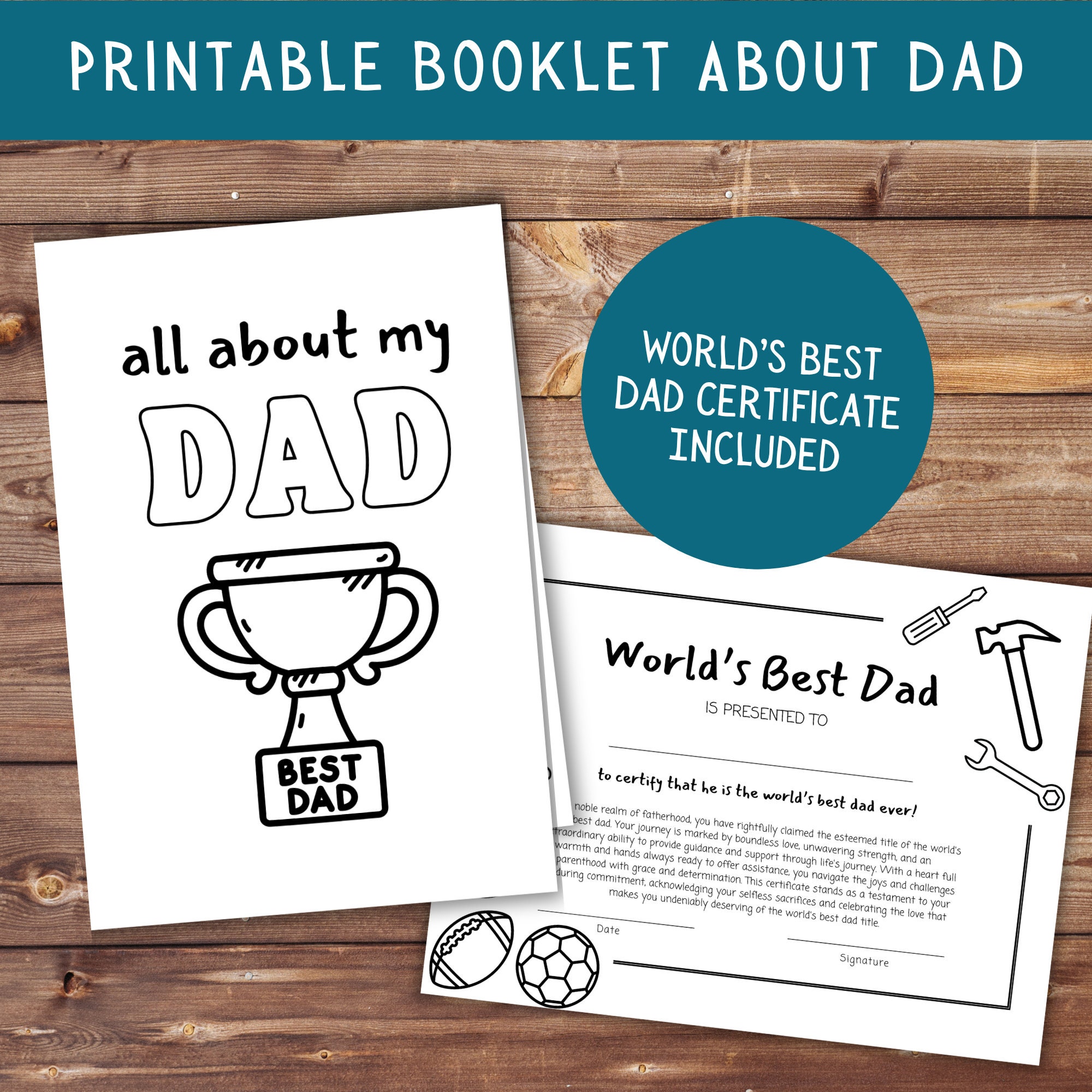 All About Dad Printable Book for Fathers Day Gift Idea Activity Book ...