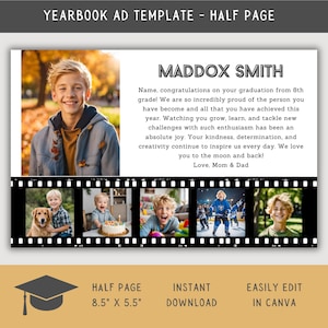 Half Page Yearbook Ad Template Canva, Elementary School Yearbook Ad ...