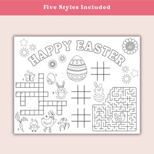 Kids Easter Coloring Placemat Printable Easter Bunny Coloring Pages ...