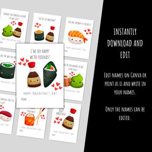 Custom Sushi Valentines Cards Printable, Sushi Pun Valentine's Day ...