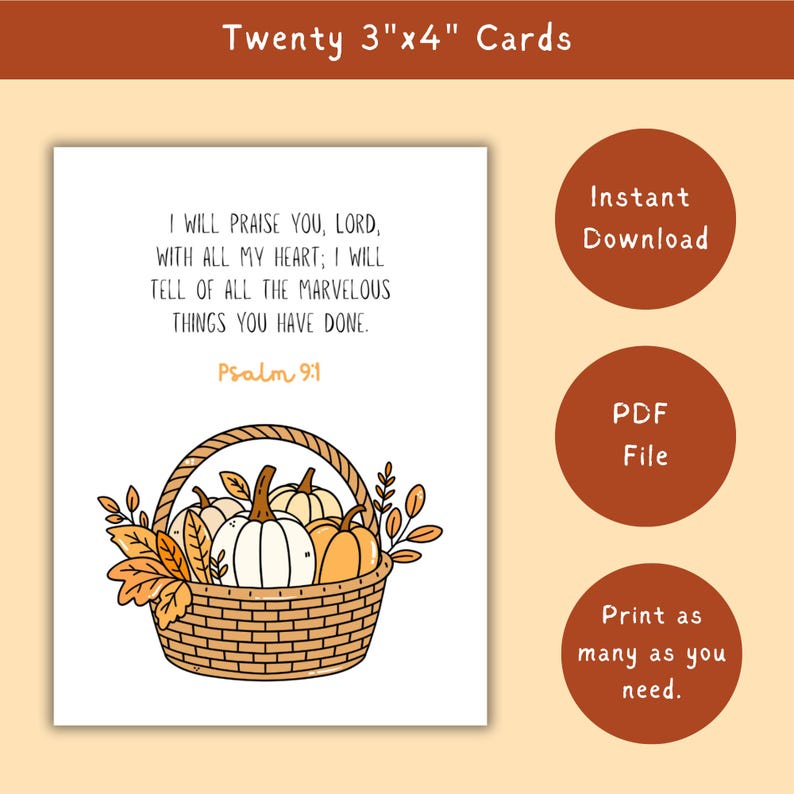 Thanksgiving Printable Scripture Cards, Fall Bible Verse Cards, Daily ...