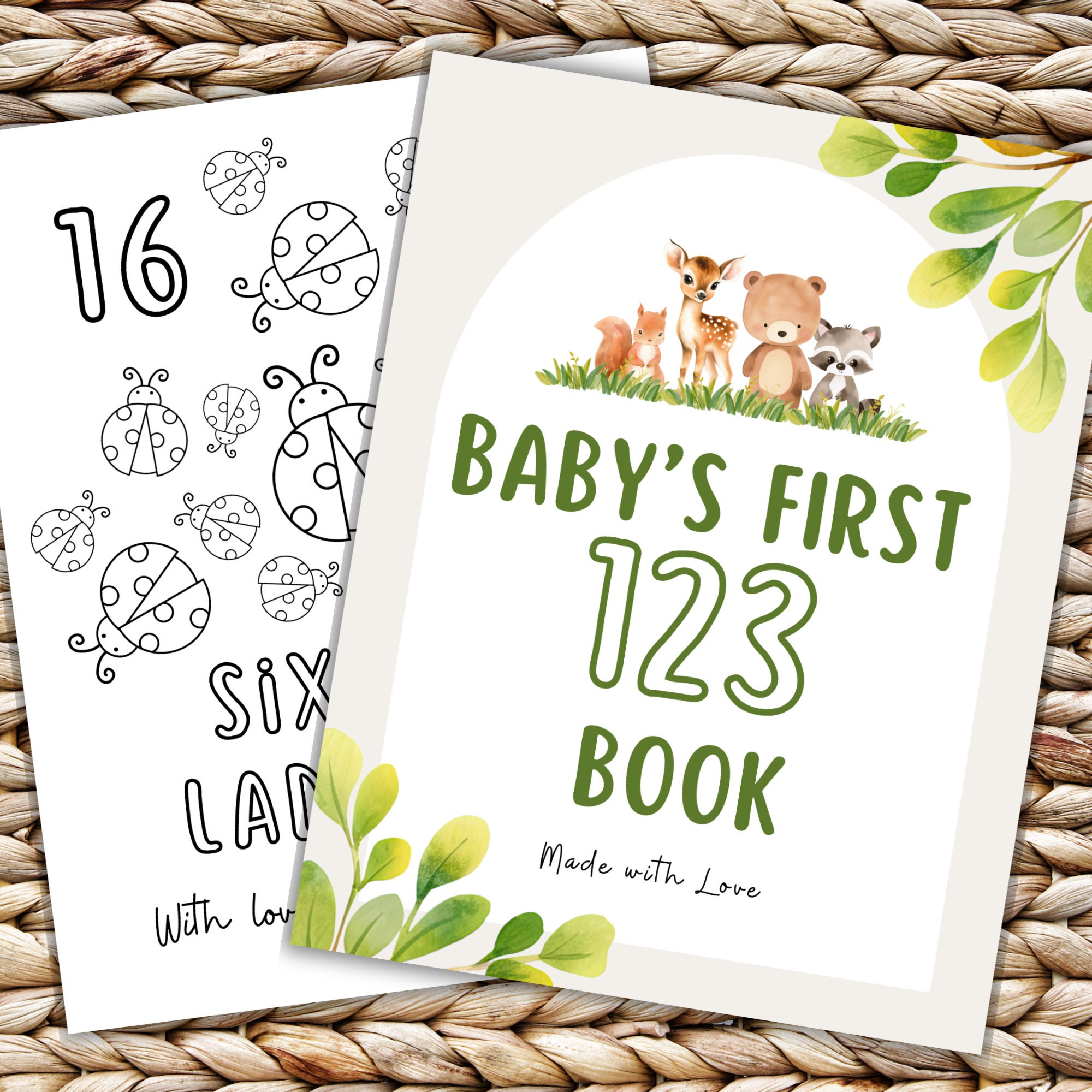 123 Coloring Book Baby Shower Game, Number Coloring Pages for Woodland ...