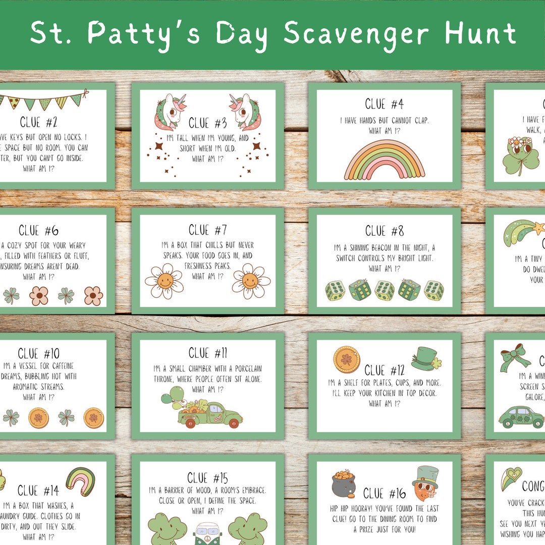St. Patrick's Day Scavenger Hunt for Teens: Printable Treasure Hunt ...