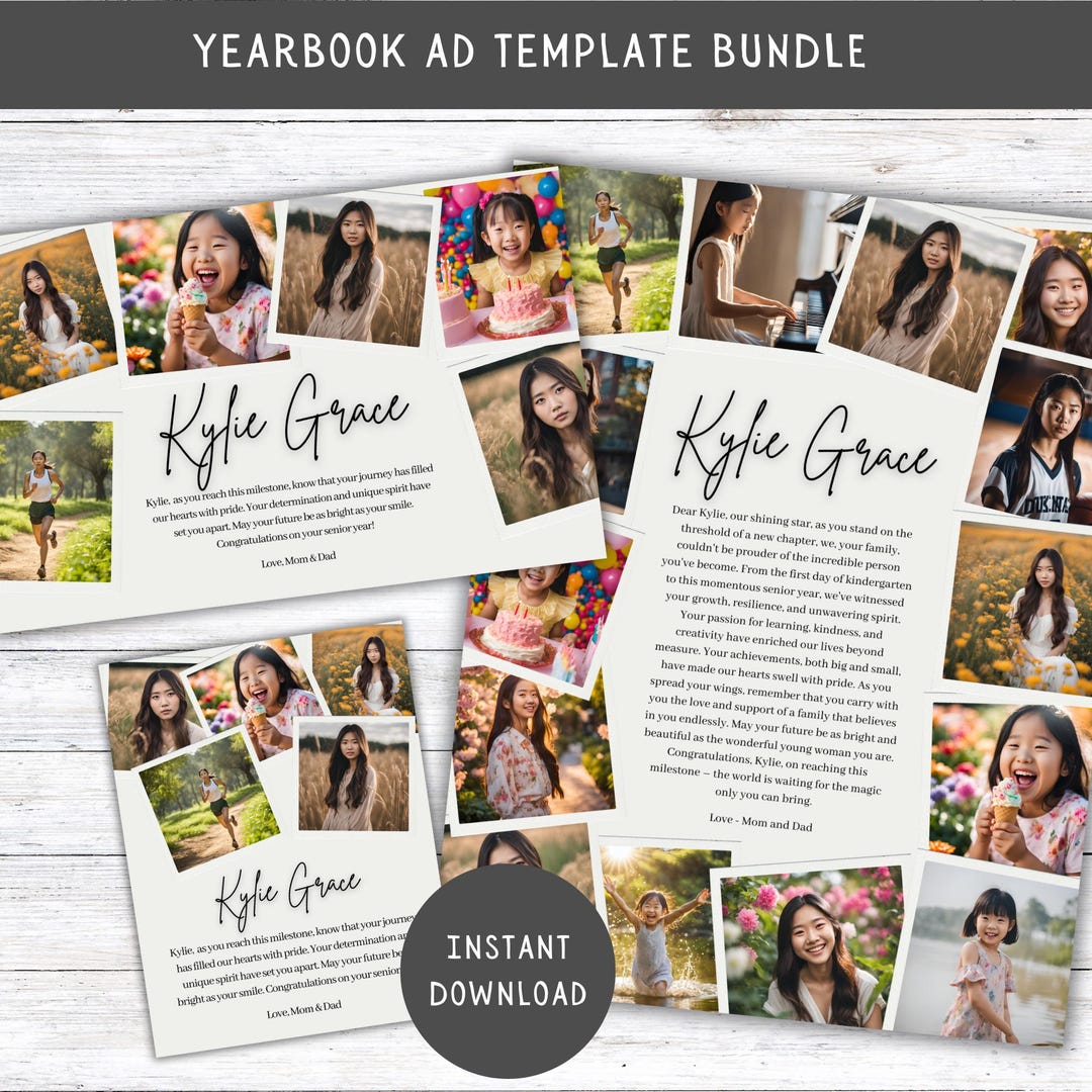 High School Senior Yearbook Ad Template, Full Page Yearbook Ad Layout ...