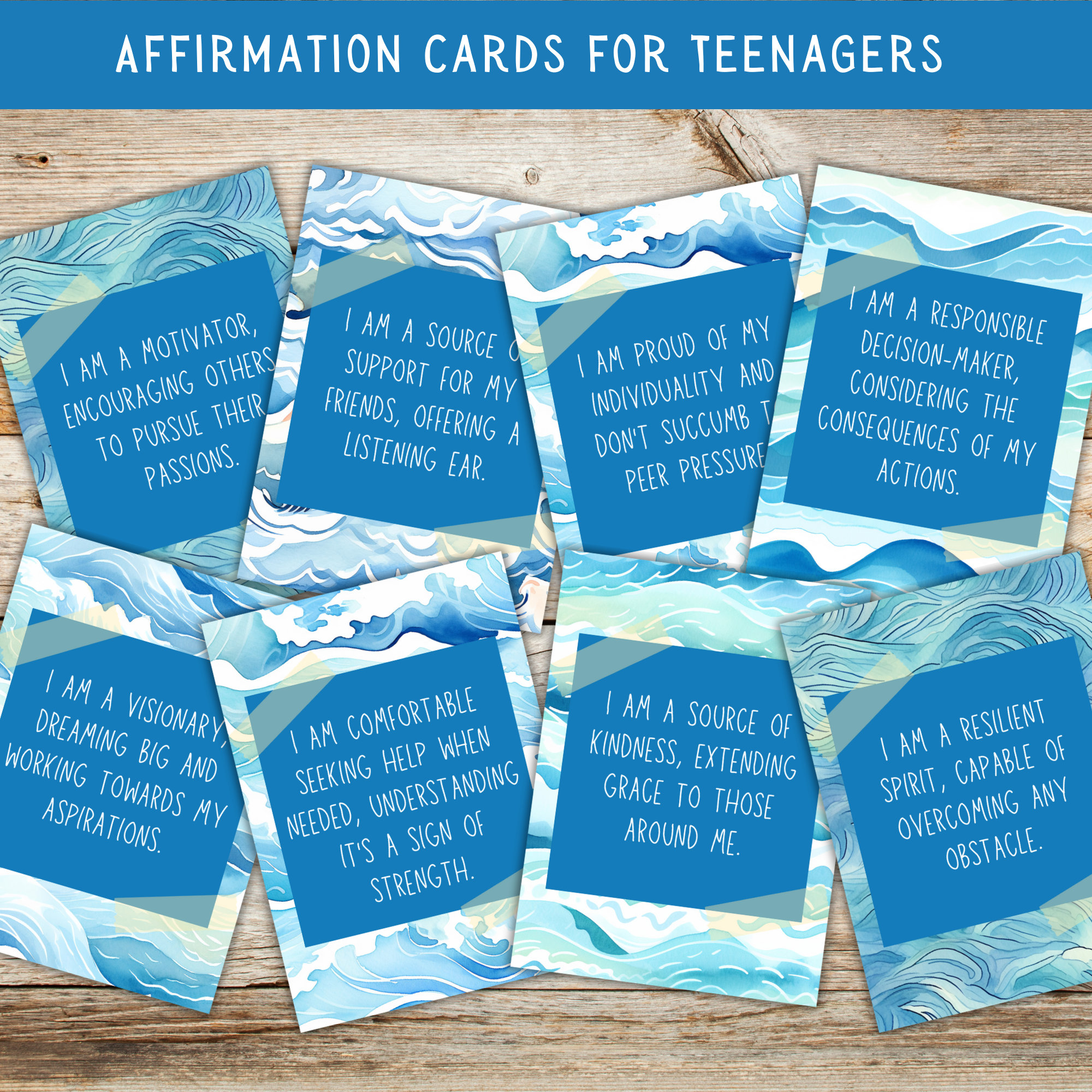 Positive Affirmation Cards for Teens, Printable Encouragement Cards for ...