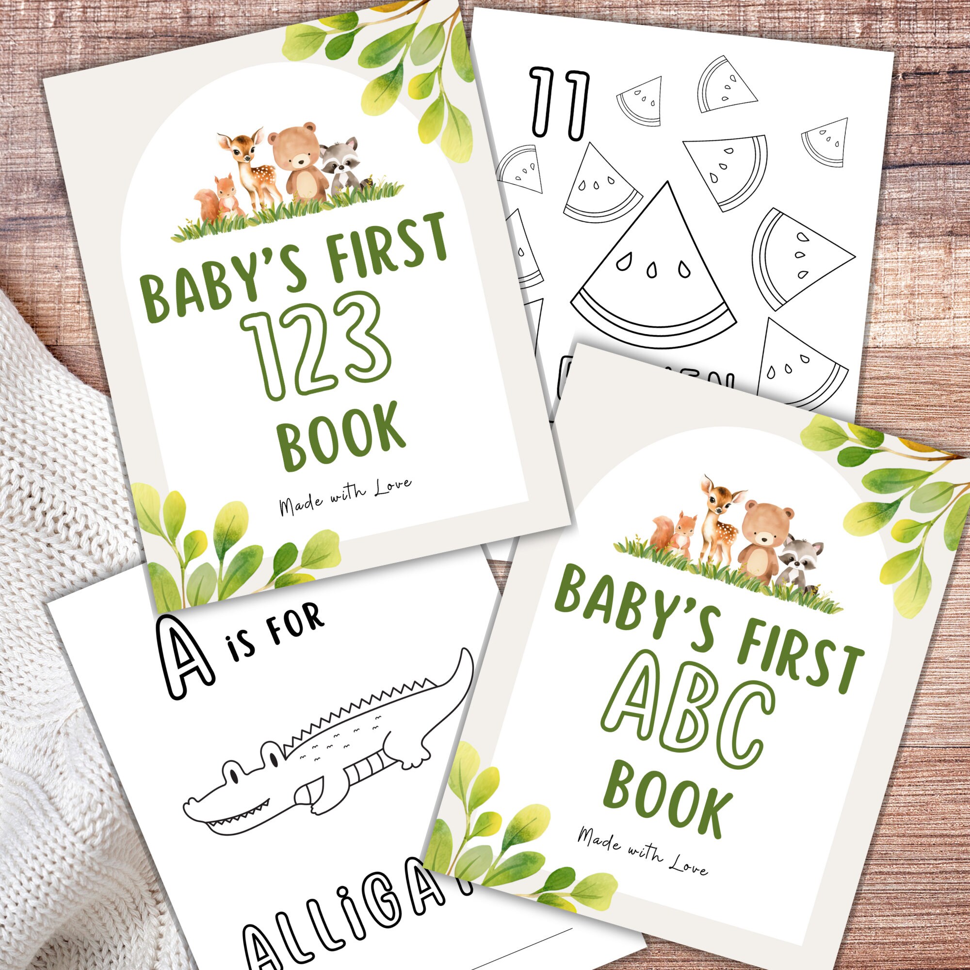 ABC 123 Coloring Book Baby Shower Game, Alphabet Coloring Pages for ...