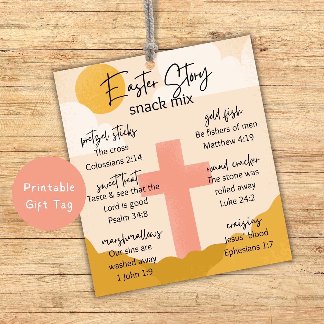 Easter Story Snack Mix Printable Tag, Religious Easter Activities ...