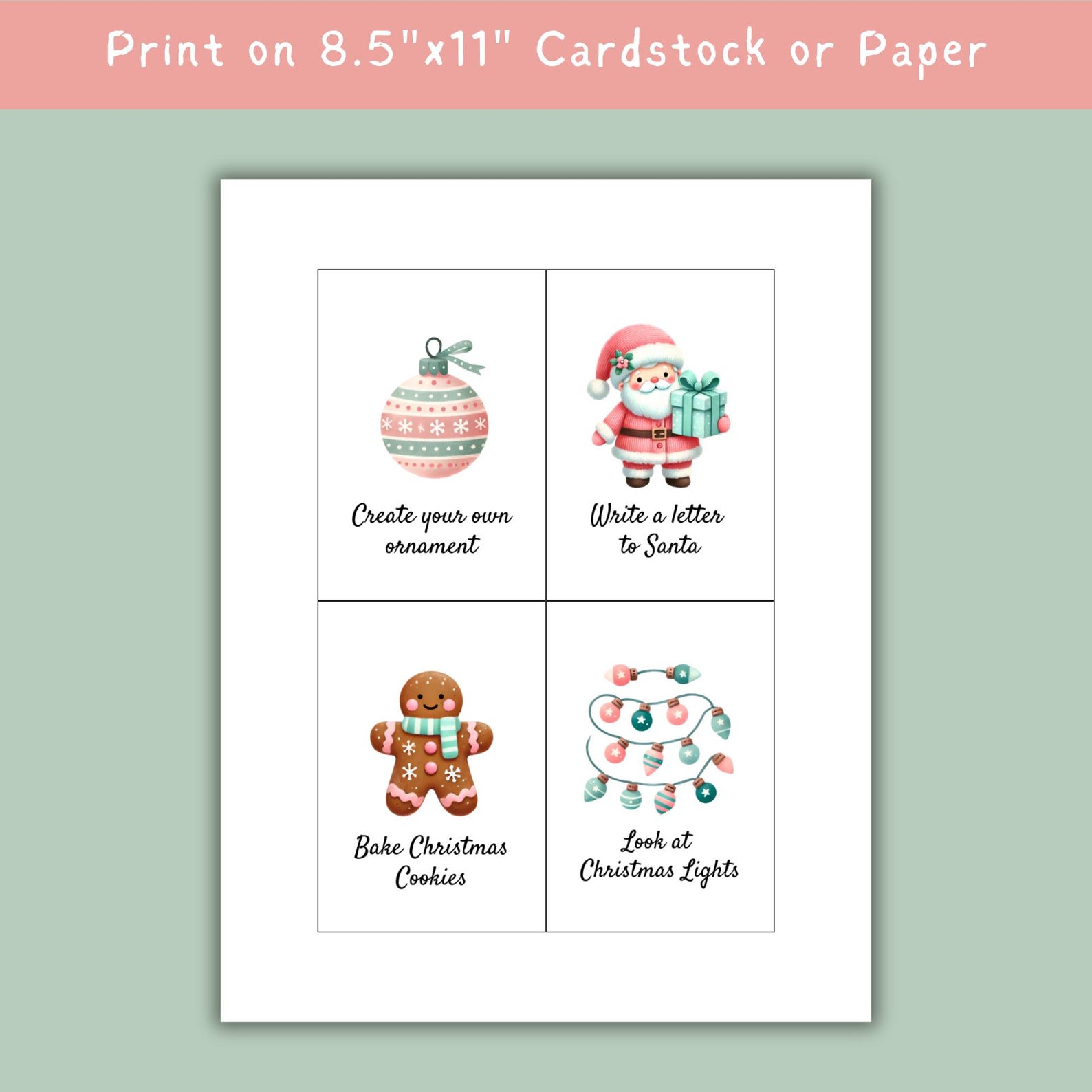 Printable Advent Activity Cards for Kids, Christmas Bucket List ...