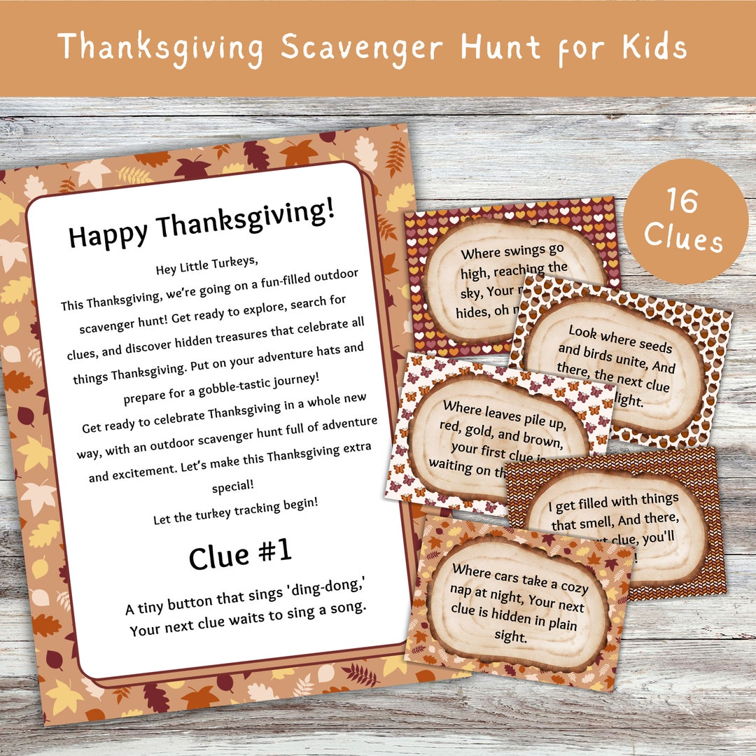 Thanksgiving Scavenger Hunt for Kids, Fall Outdoor Treasure Hunt ...